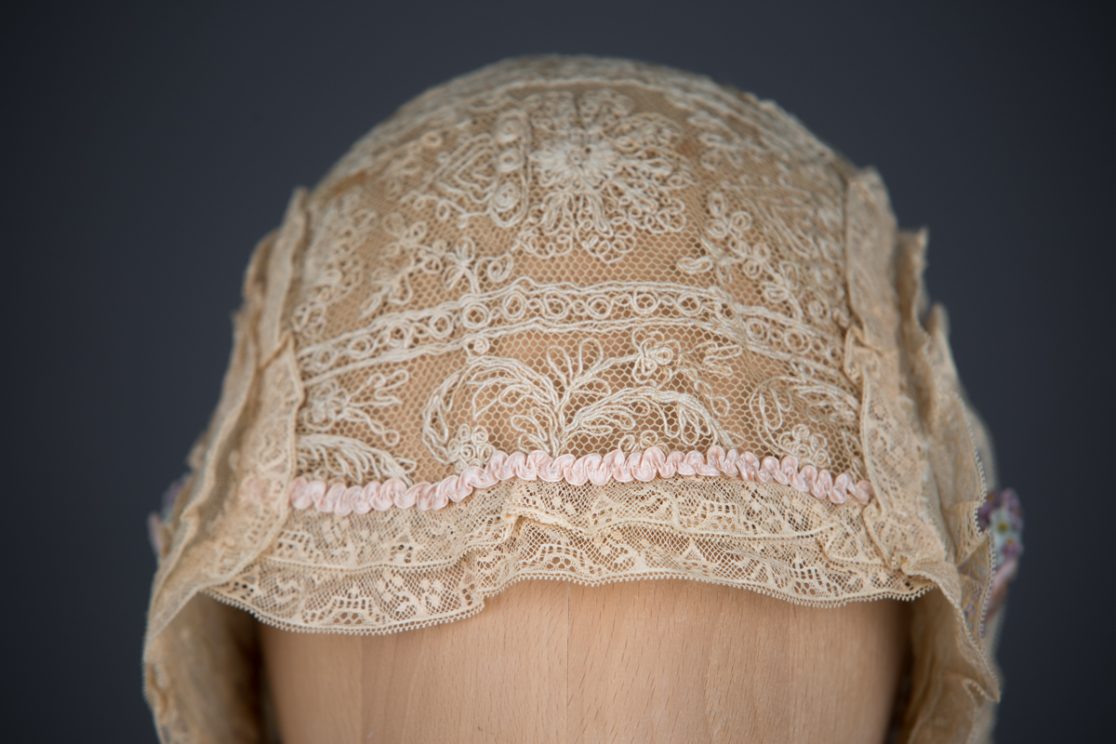 Lace Ruffle & Floral Rosette Boudoir Cap | The Underpinnings Museum