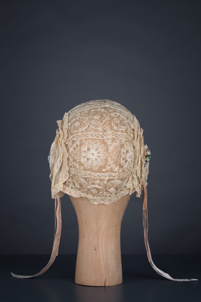 Lace Ruffle & Floral Rosette Boudoir Cap | The Underpinnings Museum