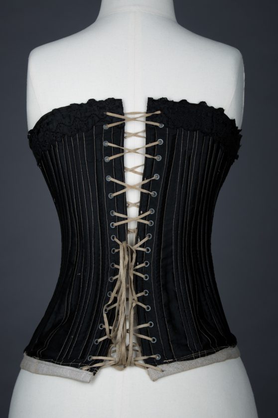 Black Cotton Heavily Boned Working Womans Corset The Underpinnings