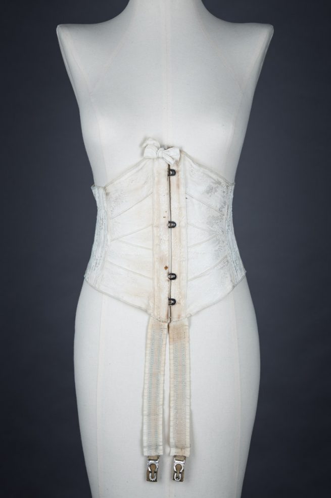 Overlocked Floral Jacquard Weave Ribbon Corset | The Underpinnings Museum