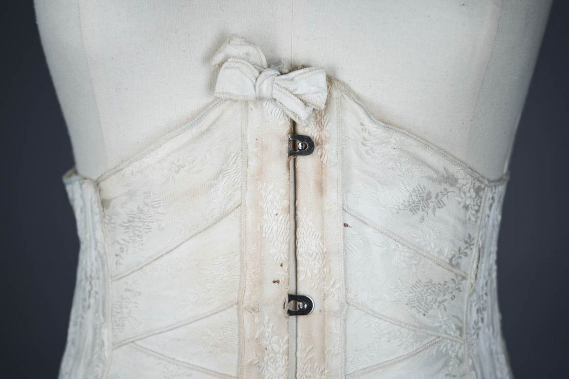 Overlocked Floral Jacquard Weave Ribbon Corset | The Underpinnings Museum