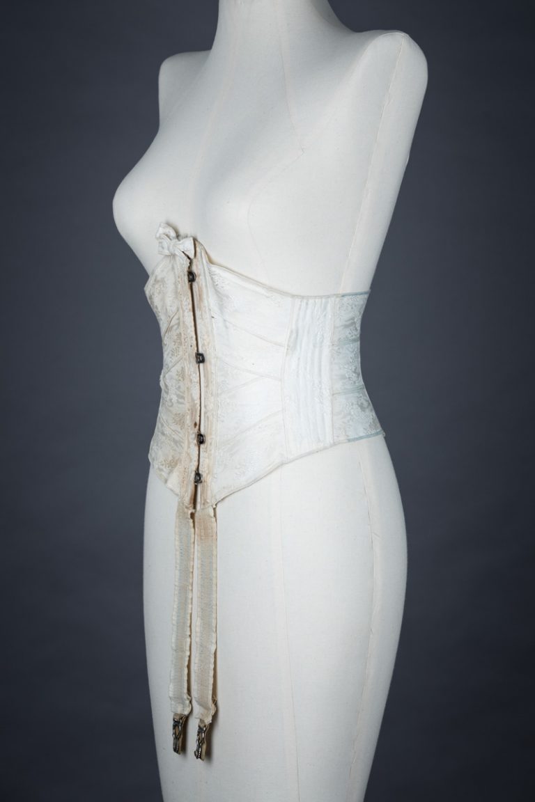 Overlocked Floral Jacquard Weave Ribbon Corset | The Underpinnings Museum