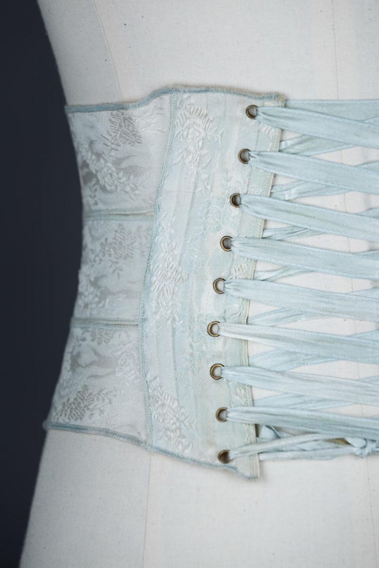 Overlocked Floral Jacquard Weave Ribbon Corset | The Underpinnings Museum