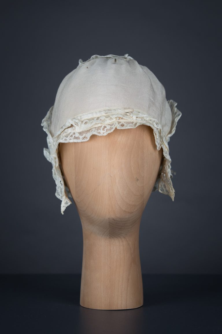 Ivory Silk Crêpe & Lace Ruffle Boudoir Cap | The Underpinnings Museum