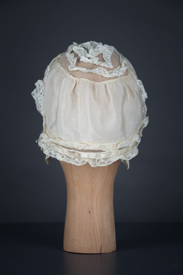 Ivory Silk Crêpe & Lace Ruffle Boudoir Cap | The Underpinnings Museum