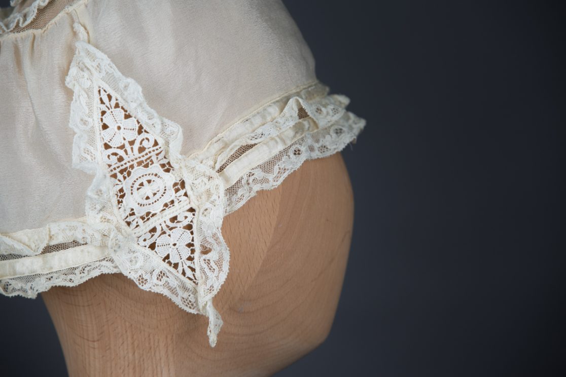 Ivory Silk Crêpe & Lace Ruffle Boudoir Cap | The Underpinnings Museum