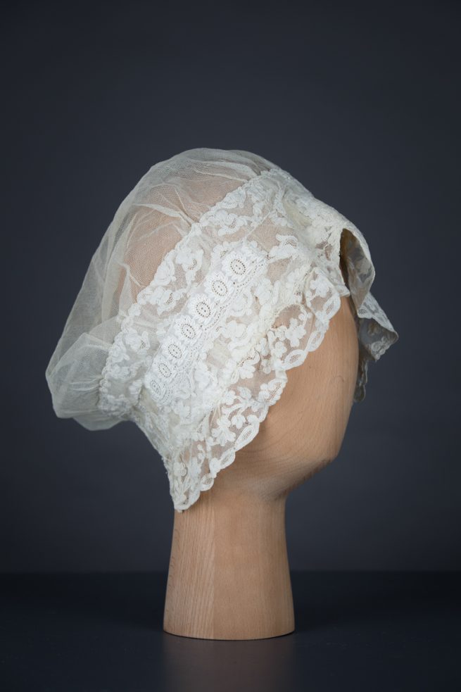 Ivory Tulle & Lace Boudoir Cap | The Underpinnings Museum