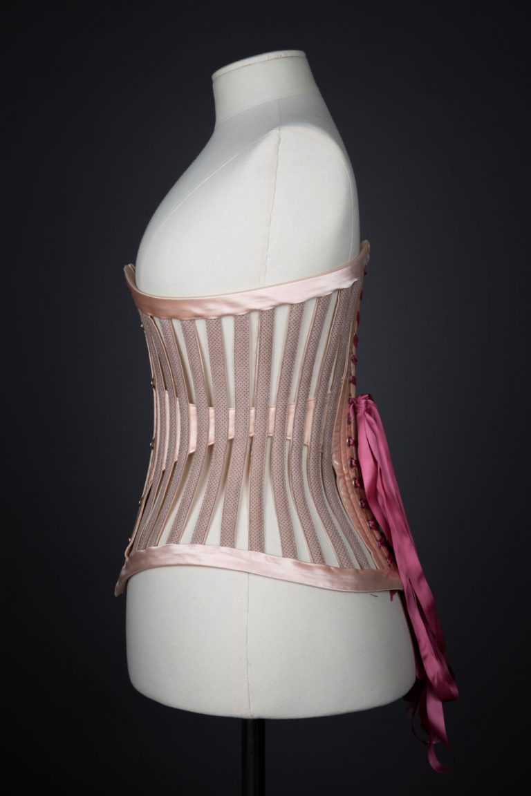 Satin And Leather Ventilated Cage Corset By Corsets By Caroline The Underpinnings Museum