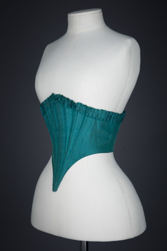 Green Silk Swiss Waist With Ruffled Trim | The Underpinnings Museum