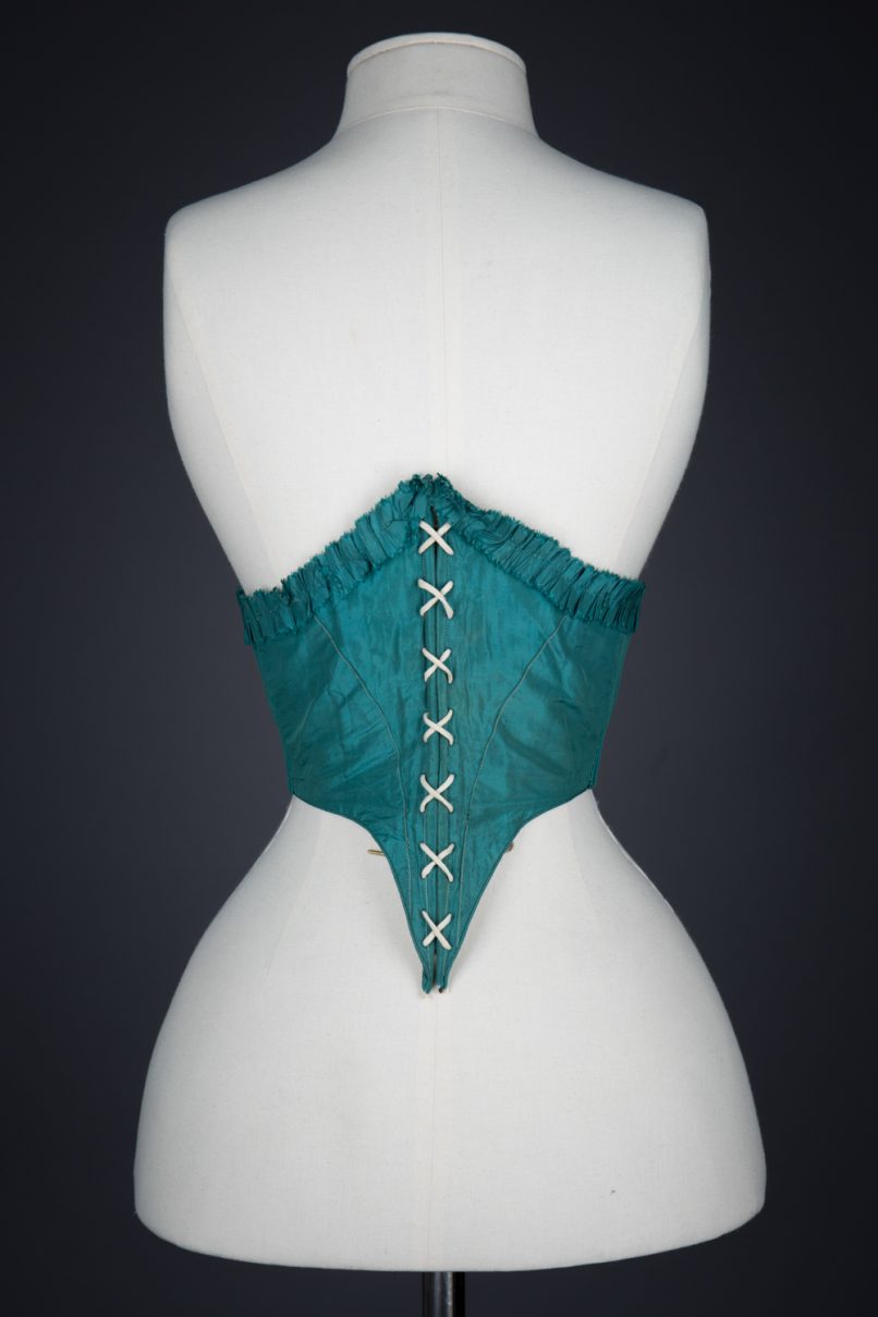 Green Silk Swiss Waist With Ruffled Trim | The Underpinnings Museum