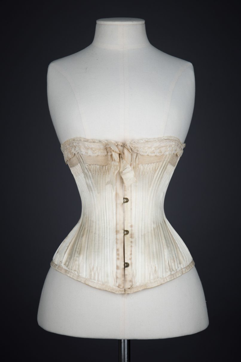 'Stella' Ivory Satin Corset With Flossing Embroidery & Cording by C. T ...