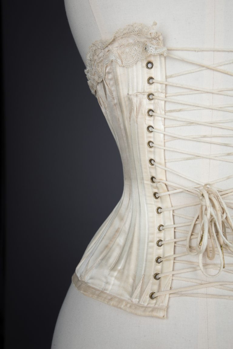 'Stella' Ivory Satin Corset With Flossing Embroidery & Cording by C. T ...