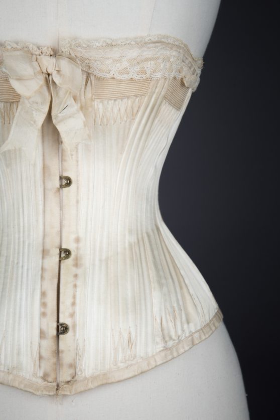 'Stella' Ivory Satin Corset With Flossing Embroidery & Cording by C. T ...
