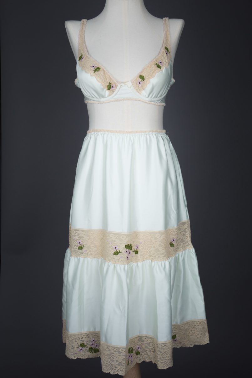 Embroidered Lace & Polyester Satin Bra & Half Slip Set By Janet Reger ...