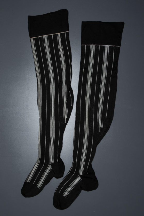 Black Silk Striped Stockings | The Underpinnings Museum