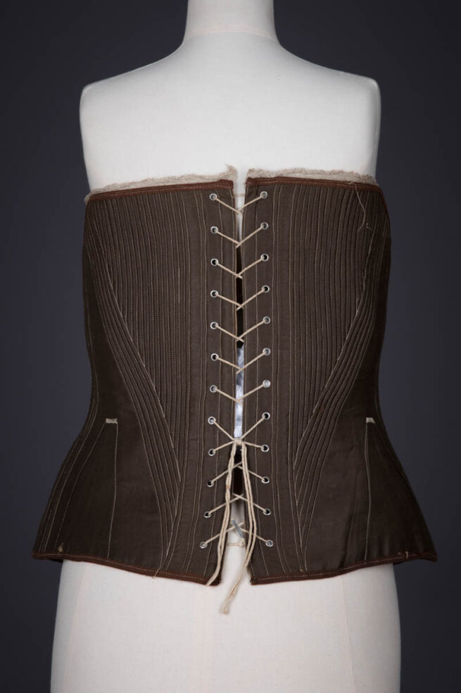 Brown Cotton Corded & Gored Corset | The Underpinnings Museum