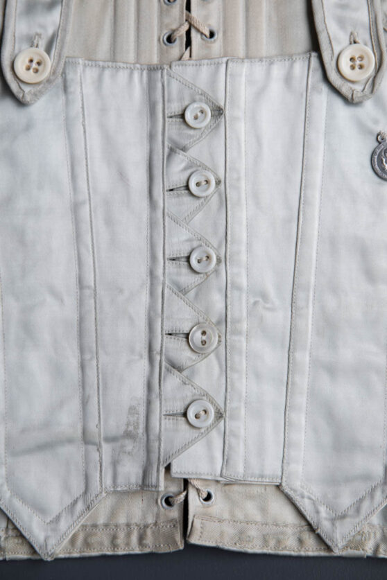 Ice Blue Rayon Satin Child's Corset | The Underpinnings Museum